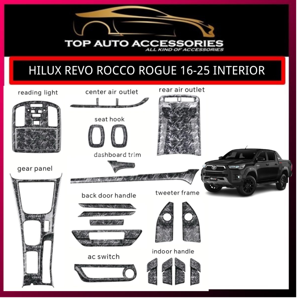 TOYOTA HILUX REVO ROCCO ROGUE 2016-2025 INTERIOR FORGED CARBON COVER ...