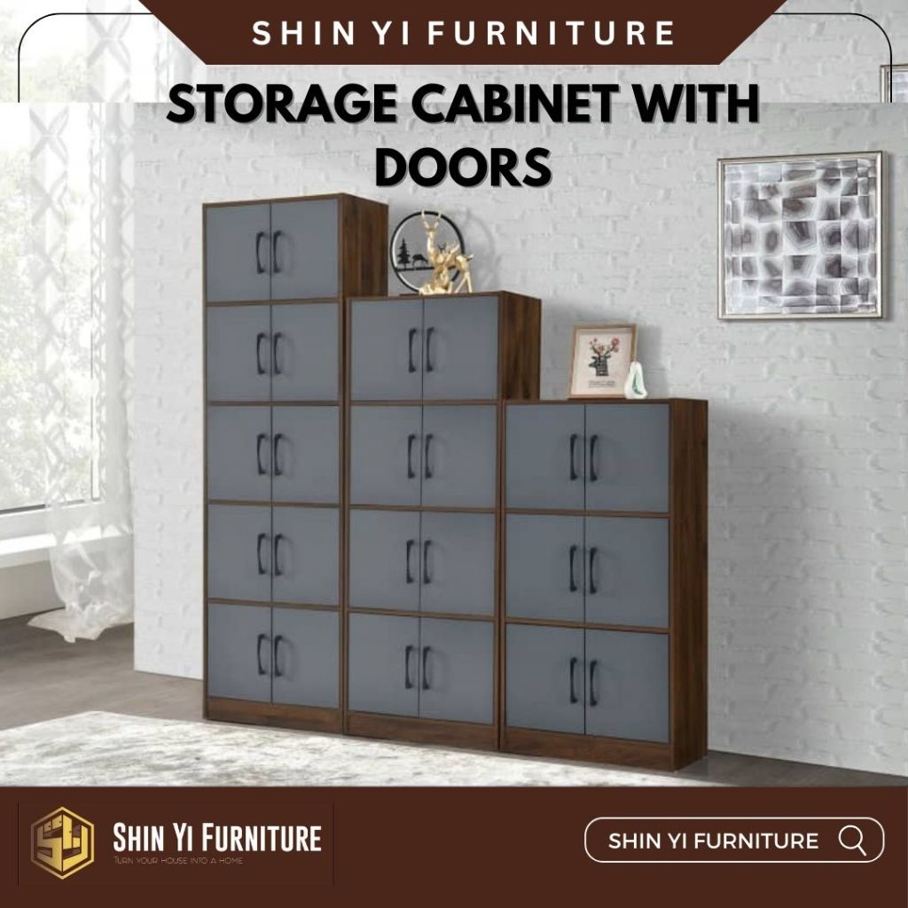 [SARAWAK] 3/4/5 Tier Storage Cabinet With Doors/Almari Kabinet Storage ...