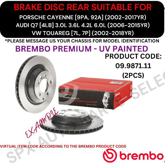 BREMBO GENUINE DISC BRAKE ROTOR (REAR) FOR PORSCHE CAYENNE [9PA, 92A ...
