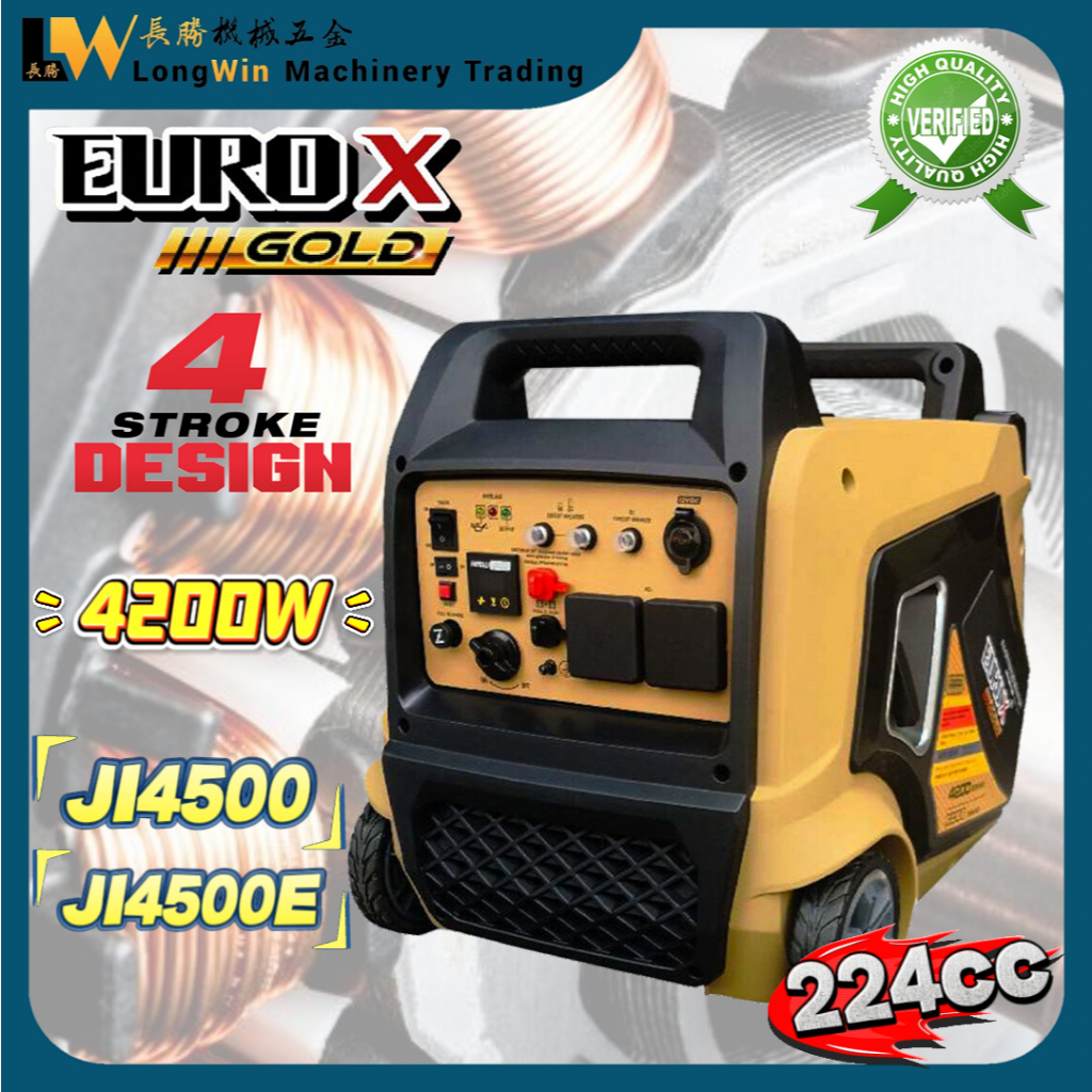 EUROX/// JI4500 JI4500E 4-Stroke Design Portable Silent Inverter Petrol ...