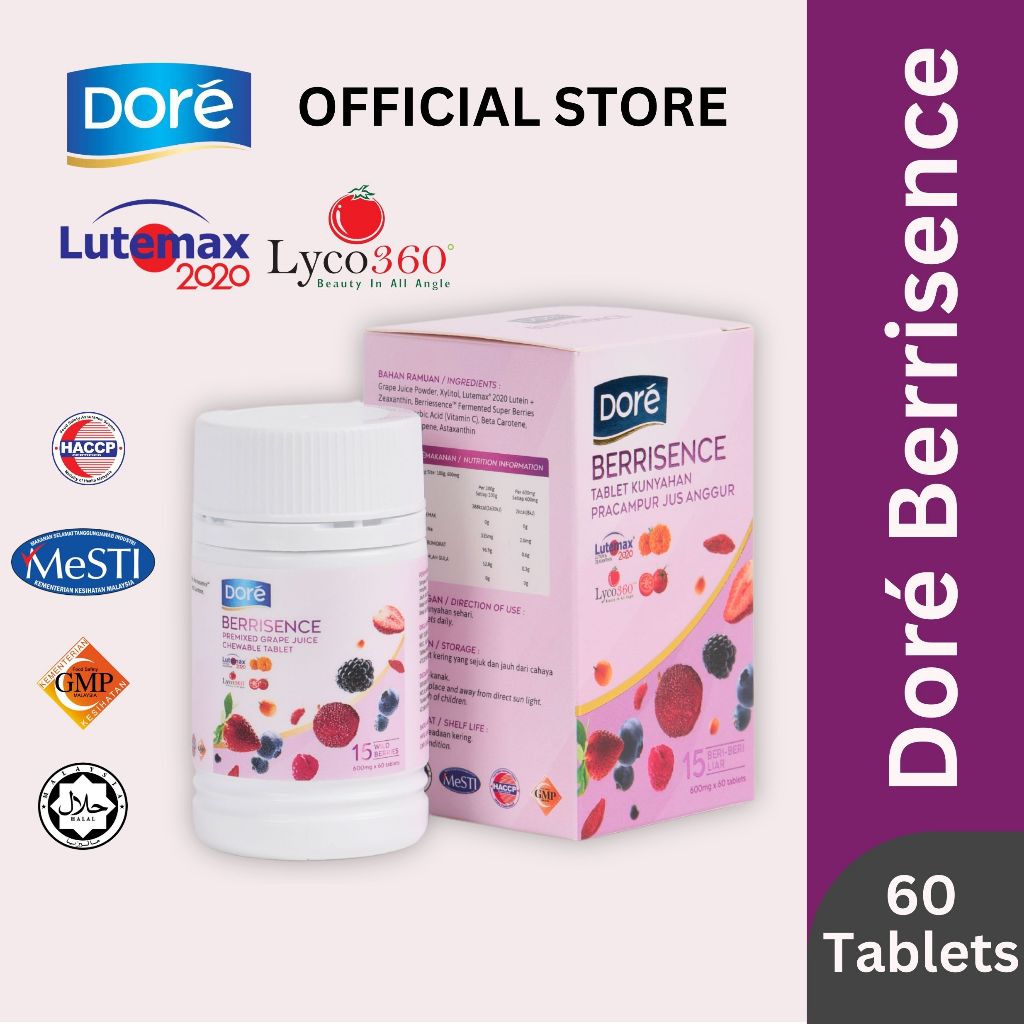 【Doré】Berrisence | Vitamin Mata, 60 Tablet Kunyah | 护眼宝，咀嚼莓果维他命60片 ...