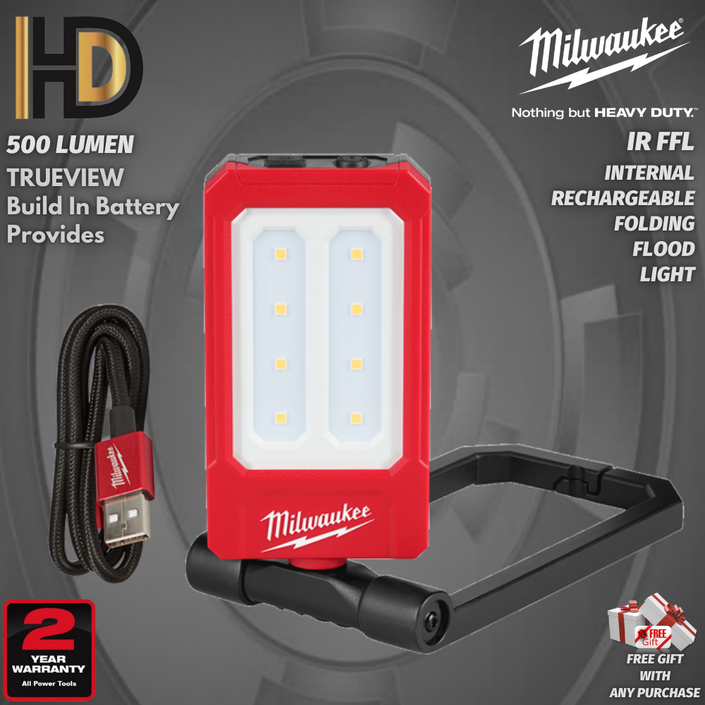 Milwaukee IR FFL Internal Rechargeable Folding Flood Light 500 LUMEN ...