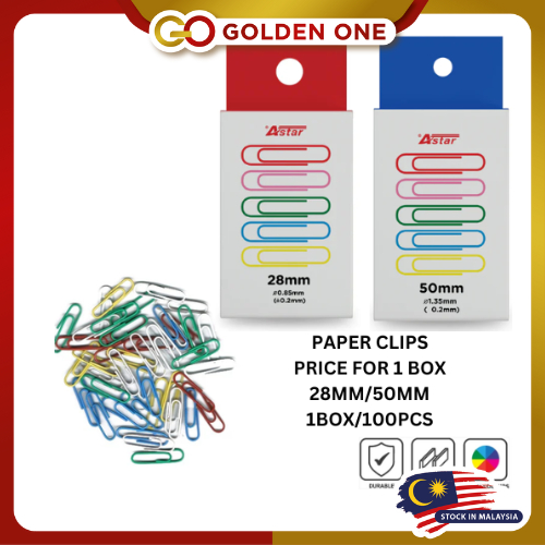 ASTAR Colour Paper Clip 28MM/50MM (PC28C/PC50C) (Price For 1 Small Box ...