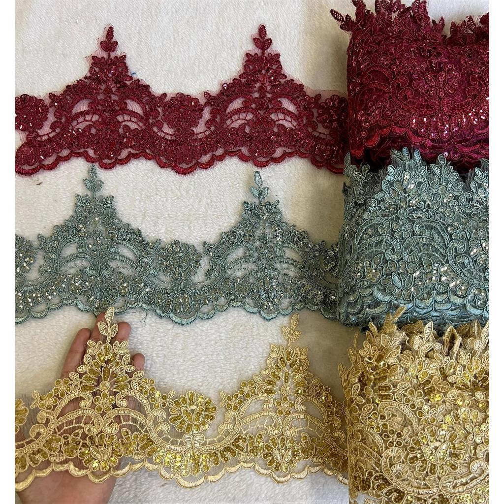 Renda Kain Manik Labuzi Tinggi 15cm, Lace Pengatin Lace Baju Raya ...