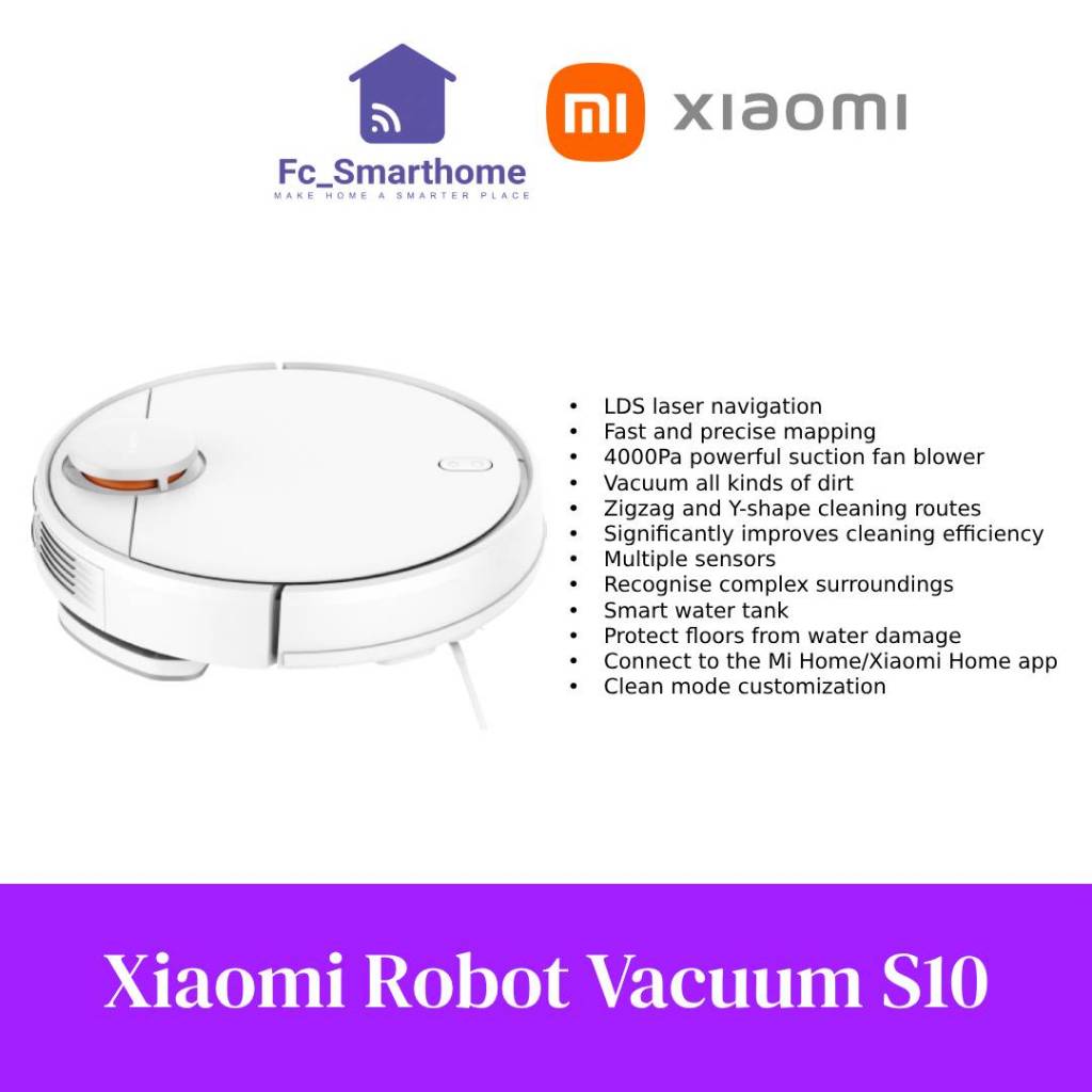 Xiaomi Mi Robot Vacuum S10, Fast and precise mapping, 4000Pa suction ...