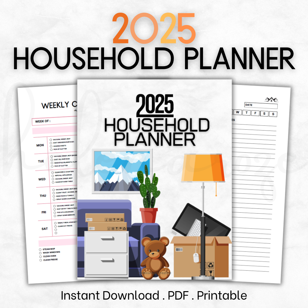 2025 Household Planner, Printable Planner PDF 76 Pages, Digital Planner ...