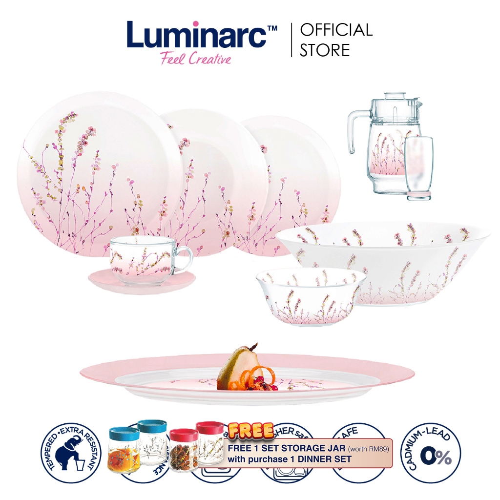 Luminarc 46Pcs Trompette Jumbo Dinner Set - Pink (46 Pieces) [Model ...