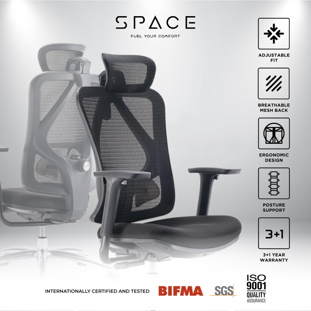 SPACE Essential Ergonomic Chair Pro - 4 Years Official Warranty (Office ...
