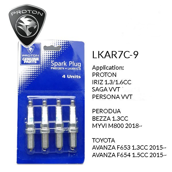 PW812674 PW913705 (LKAR7C-9) SPARK PLUG PROTON IRIZ PERSONA VVT SAGA ...