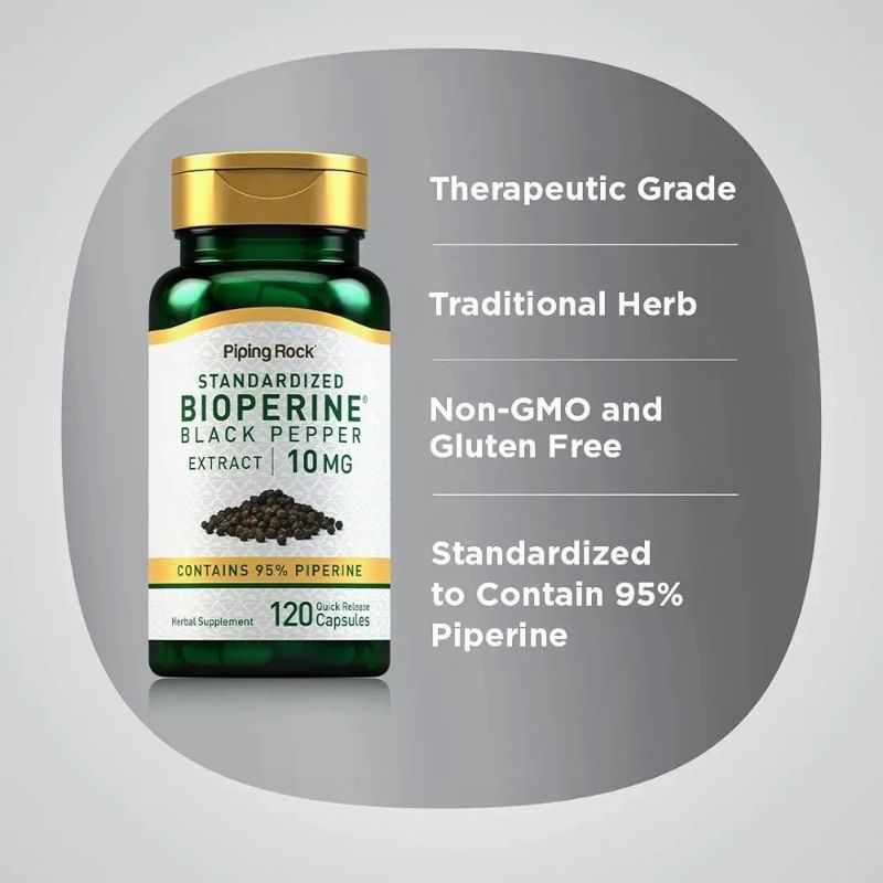 BioPerine Black Pepper Extract, 10 mg, 120 Capsules 95% Piperine ...