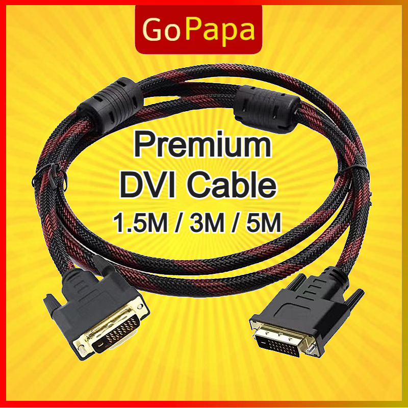 Premium Quality DVI To DVI Cable DVI-D (24+1) DVI-I (24+5) Monitor 1.5 ...