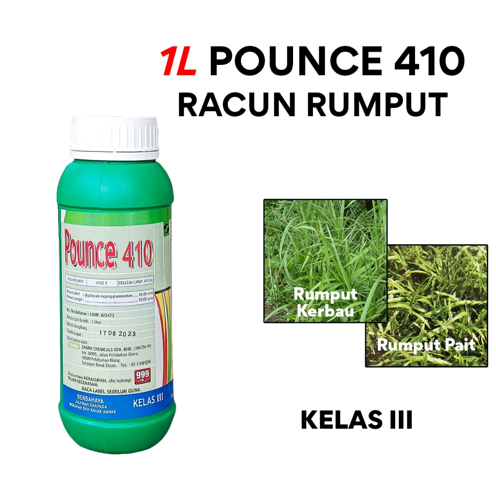 1L Pounce 410 Racun Rumput Racun Rumpai Racun Lalang Racun Serap ...