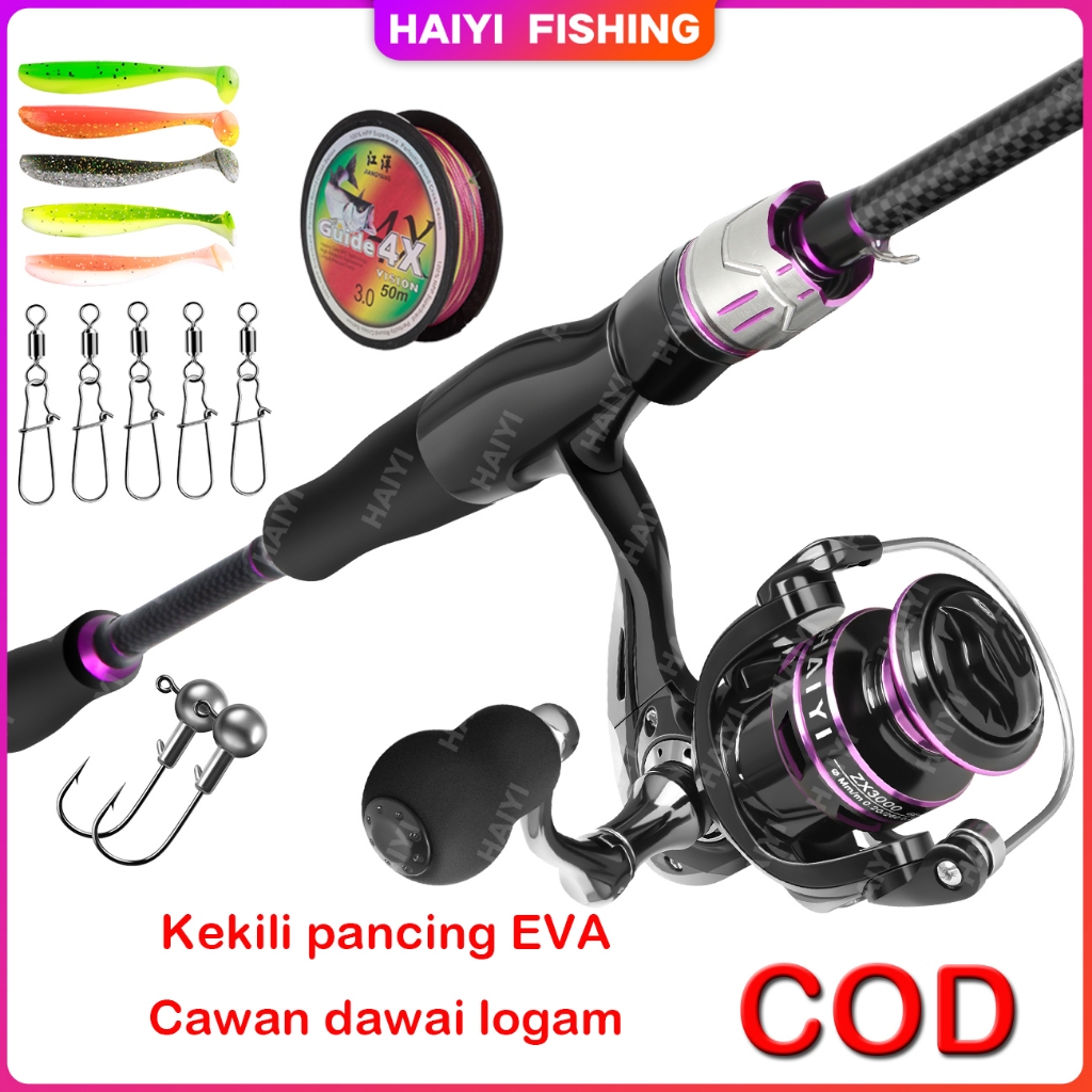 HAIYI FISHING Joran Pancing 1 Set Fishing Rod Spinning Reel Joran Prawn ...