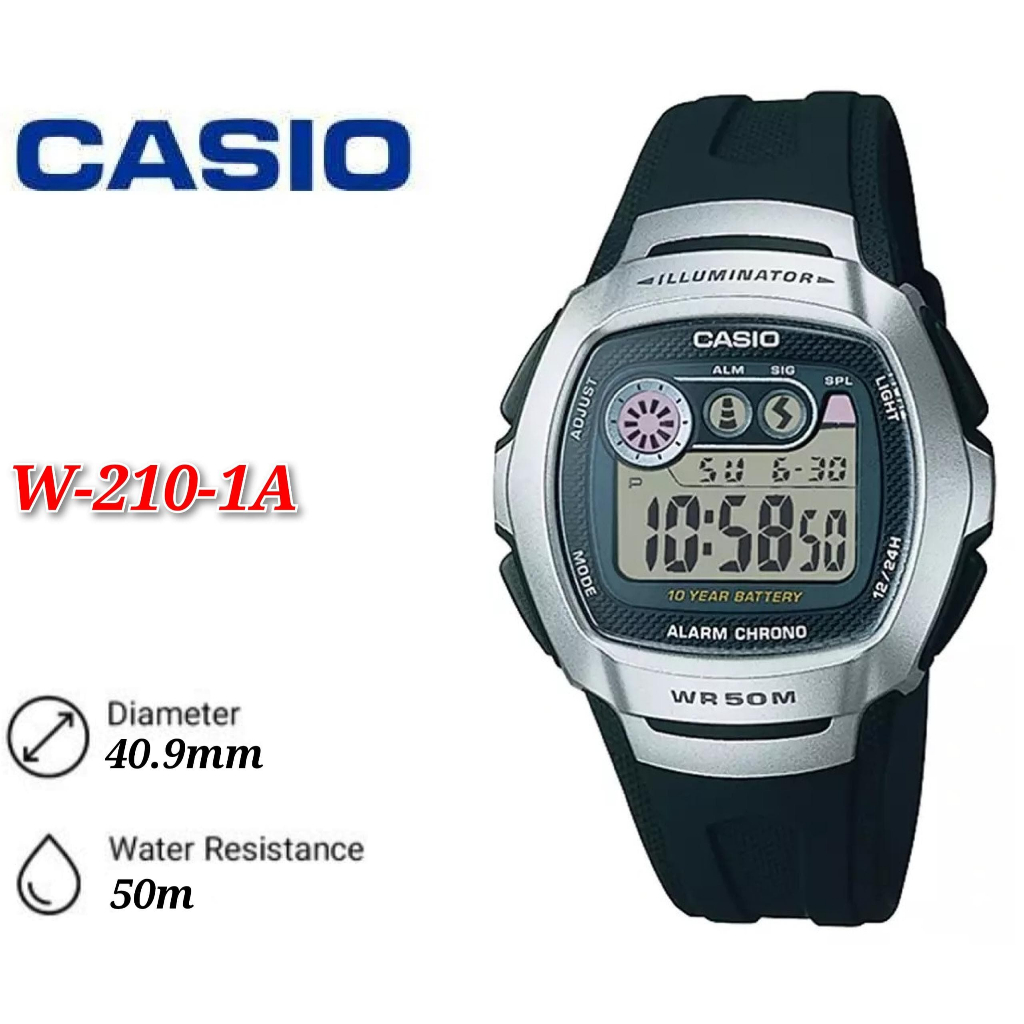 Casio Youth Digital W-210-1A | Shopee Malaysia