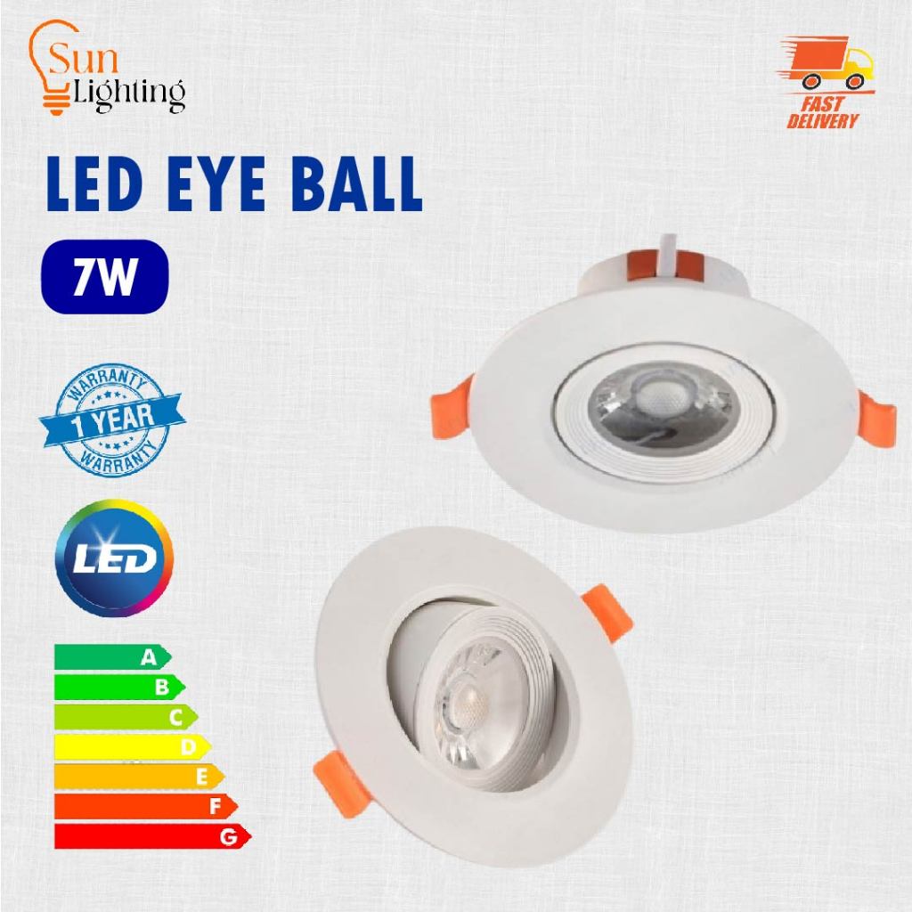 LED Eyeball 7W Recessed Spotlight Downlight Home Lighting Room Ceiling ...