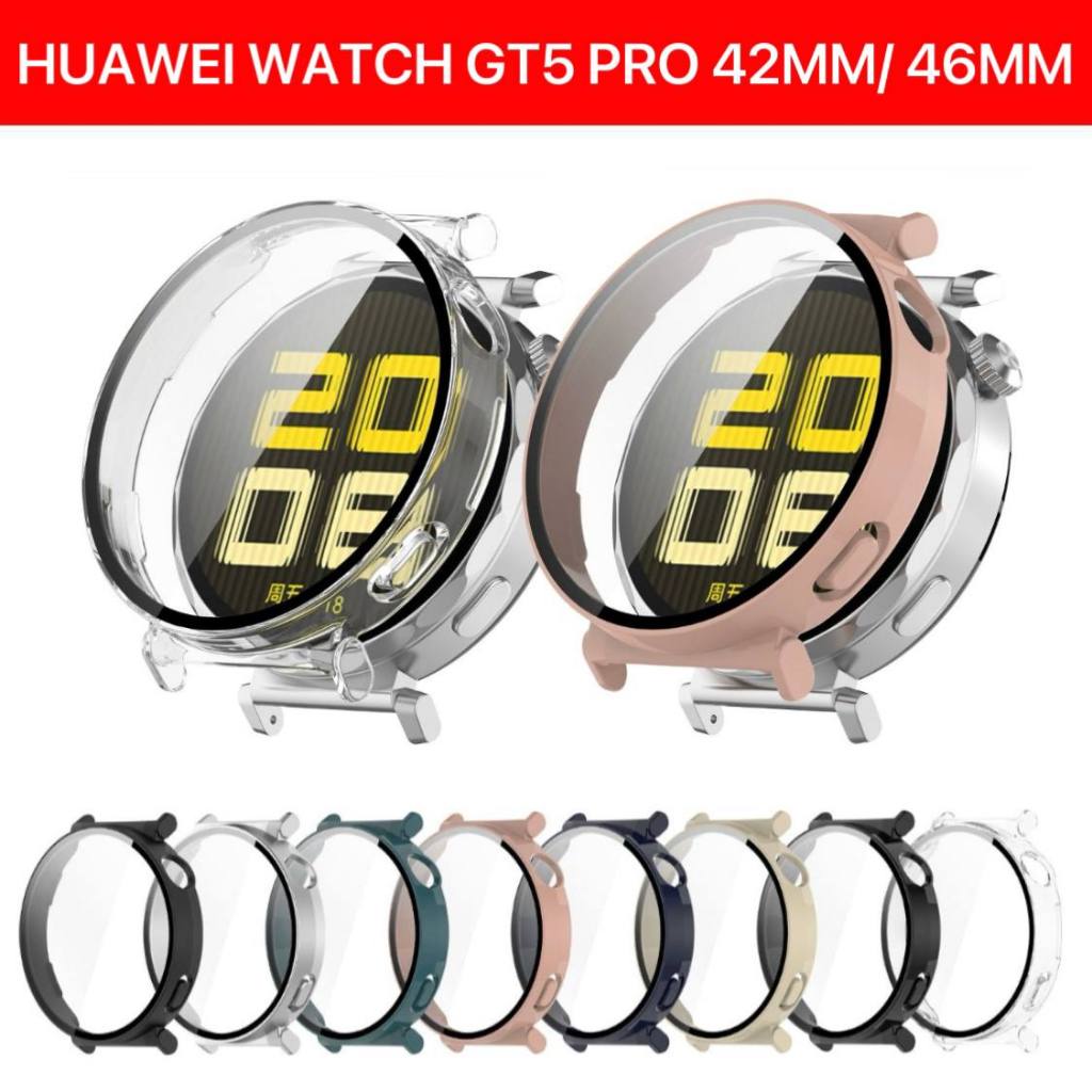 Huawei Watch GT5 Pro 42mm/46mm Hard PC Case With Tempered Glass Full ...
