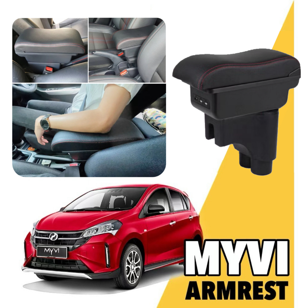 Perodua Myvi ( Years 2018-2024 ) Adjustable Armrest USB Charging Port ...