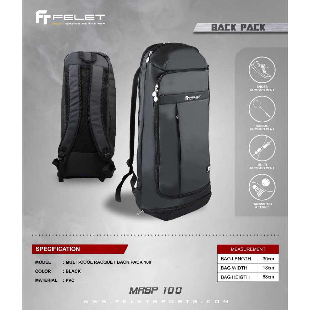 FELET Multi-Cool Racket BackPack 100 ( 100% original ) | Shopee Malaysia