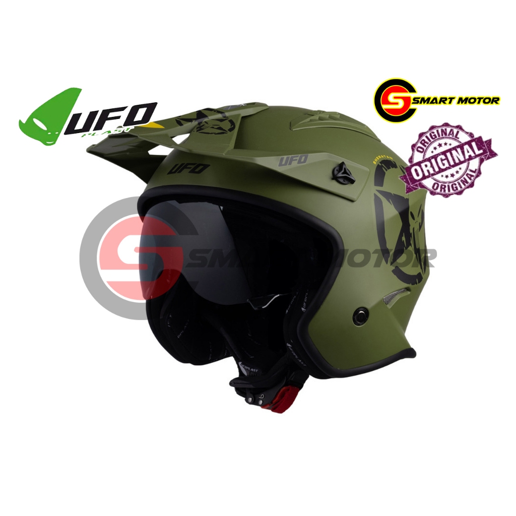 UFO Helmet Sheratan Green Motorcycle Scooter Urban Road Open Face Mopeq ...