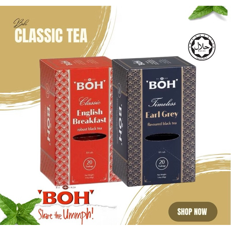BOH Teh Earl Grey/English Breakfast Teabag Uncang Sachet (20's) | Shopee Malaysia