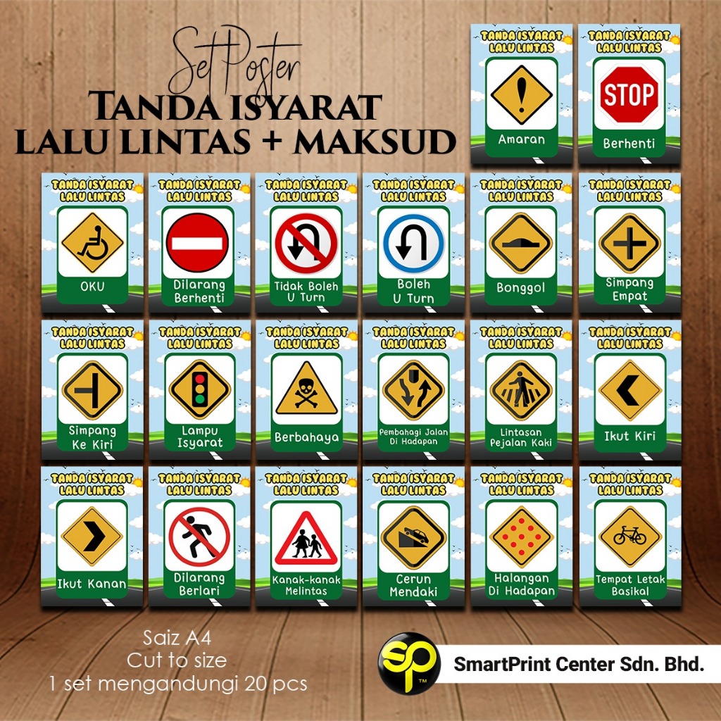 SET POSTER TANDA ISYARAT LALU LINTAS BESERTA MAKSUD | Shopee Malaysia