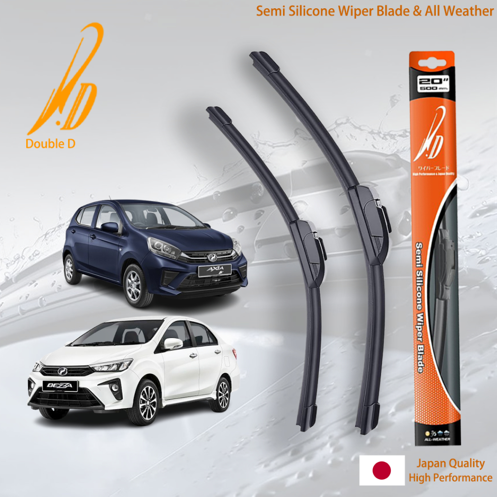 PERODUA AXIA & BEZZA (ALL YEARS) Double D SEMI SILICONE Wiper Blade ...
