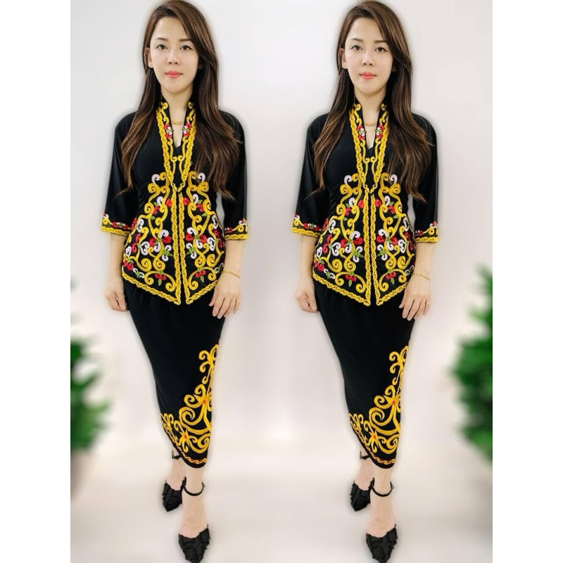 SET KEBAYA DAN SKIRT MOTIF ULU BERGETAH LYCRA | Shopee Malaysia