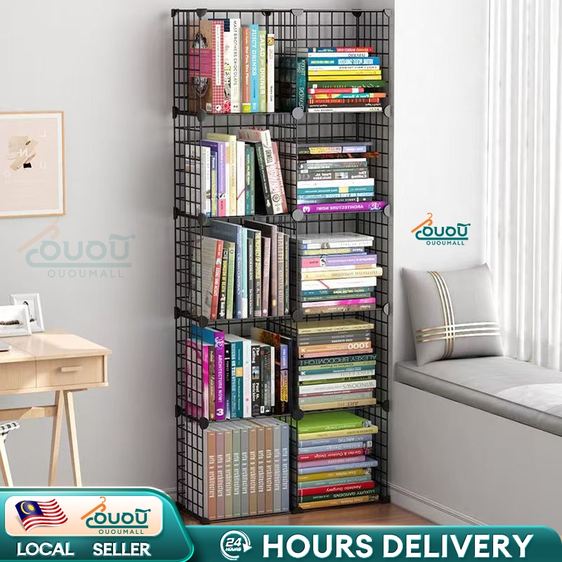 DIY Grid Bookshelf Multi-Function Book rack Metal Wire Storage rack ...