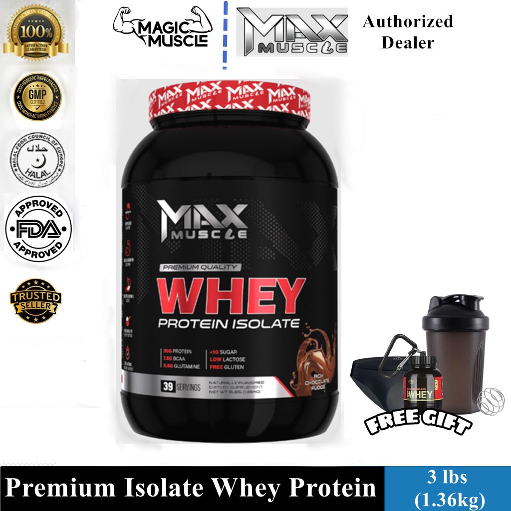Muscle Max - Premium Quality Whey Protein Isolate (3 lbs/1.36KG) halal ...