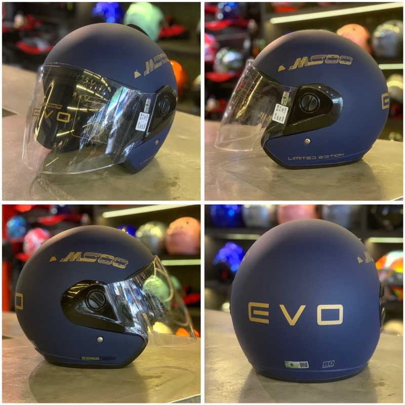 MS88 EVO Series LIMITED EDITION MATT NAVY BLUE 60cm Motorcycle Helmet ...