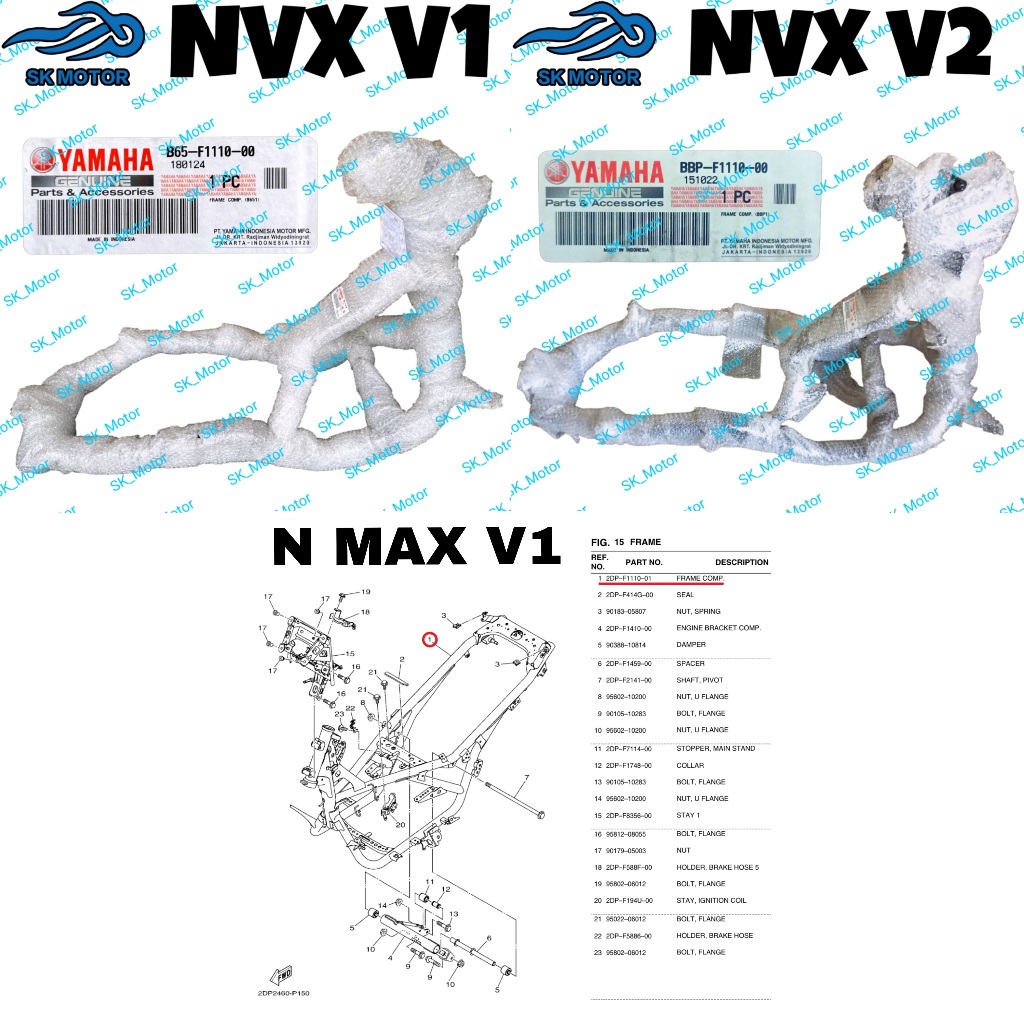 Yamaha NVX 155 NVX155 NMAX N MAX V1 V2 Original Frame Body Frame ...