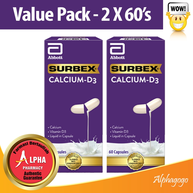 Surbex Calcium-D3 (30 Capsules / 60 Capsules / 2 x 60 Capsules | Shopee ...