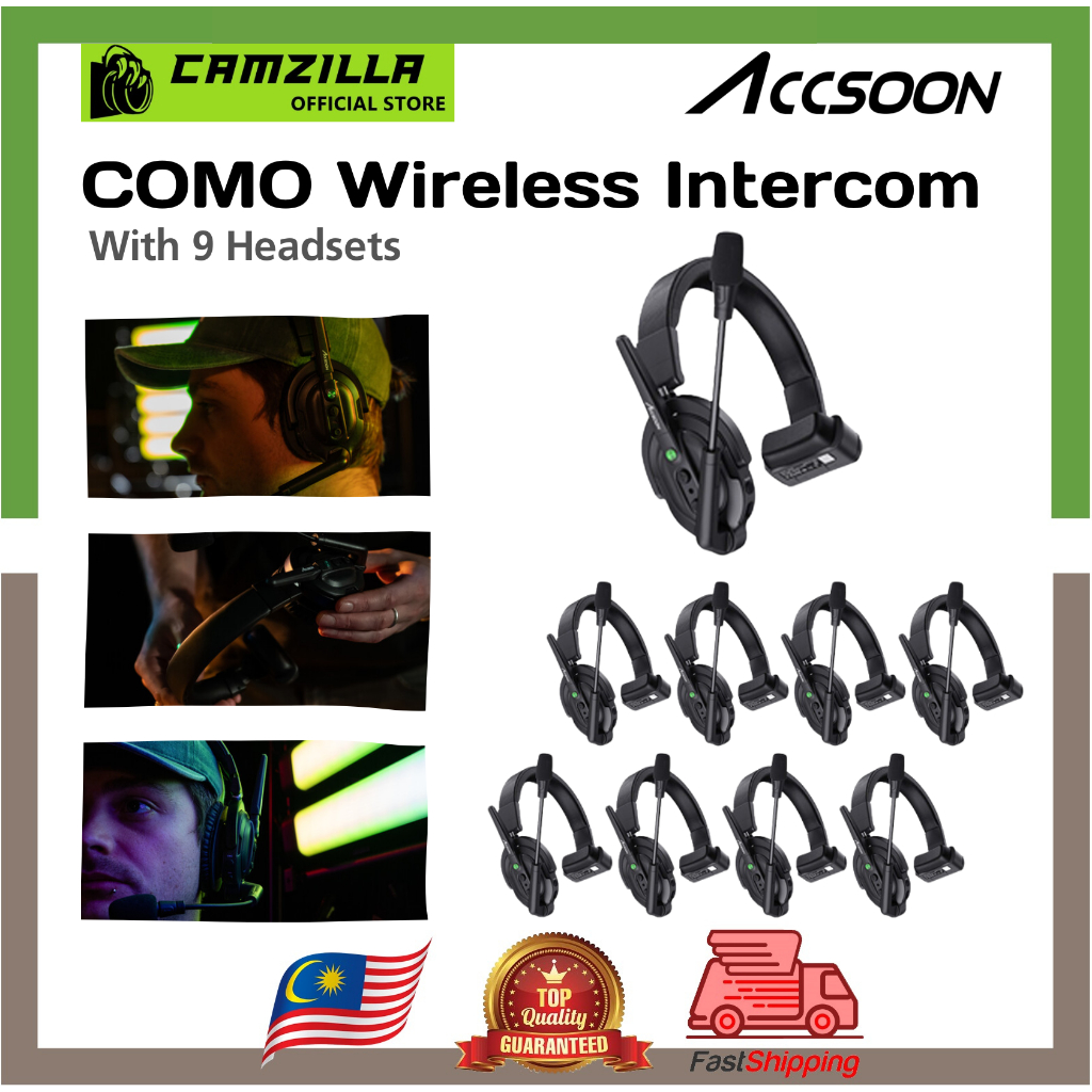 Accsoon Como Wireless Intercom Headset System 1.9GHZ 400M/1312FT Range ...