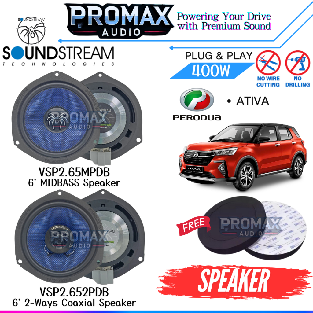 PERODUA ATIVA | SOUNDSTREAM VSP2 Blue Series 400W Plug & Play MIDBASS ...