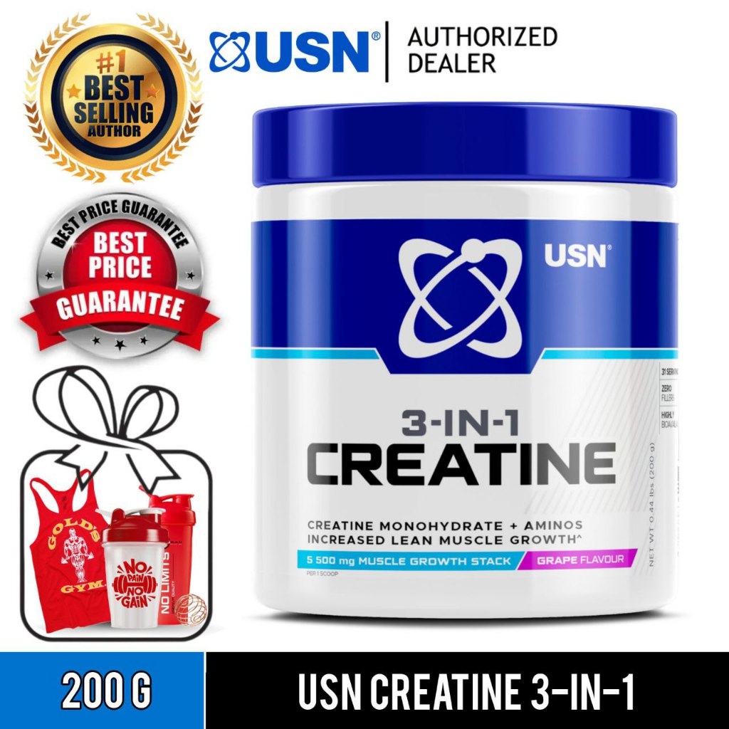 USN Creatine Monohydrate 3-in-1 Supports lean muscle growth Creatine ...
