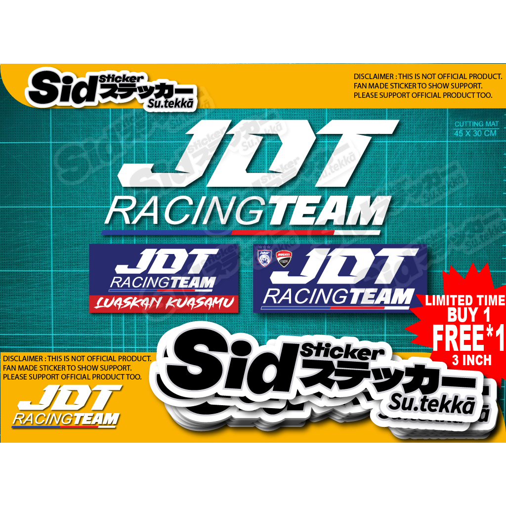 Sticker JDT RACING TE4M Motorcycle/Kereta/Car/Stickers/Logo | Shopee ...