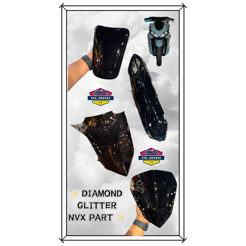 NVX155 V2 V3 HITAM KILAT DIAMOND COVER SET BLACK DIAMOND GLOSSY NVX V2 ...