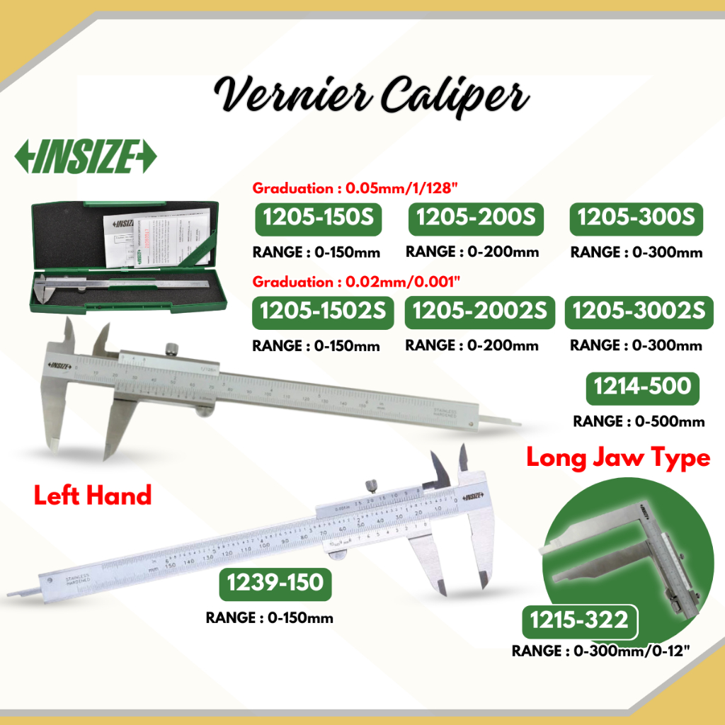 INSIZE Vernier Caliper / Long Jaw Vernier Caliper / Left Hand Vernier ...