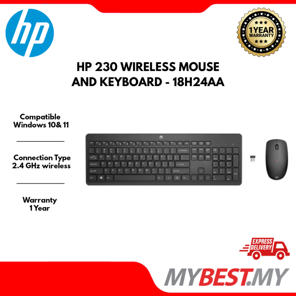 HP 230 Wireless Mouse and Keyboard Combo (18H24AA) | Shopee Malaysia