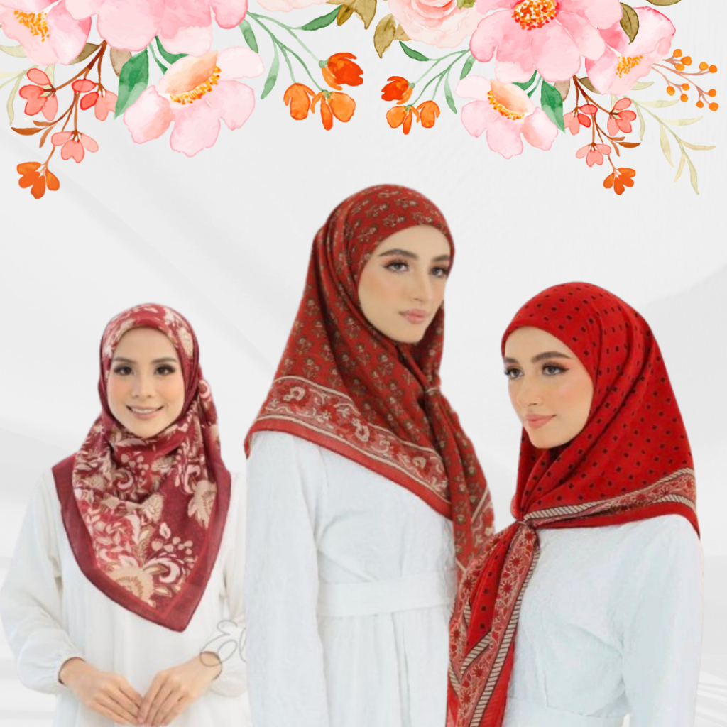 [ 𝑴𝒆𝒓𝒂𝒉 𝑺𝒆𝒓𝒊𝒆𝒔 ] Koleksi Tudung Bawal Warna Merah Corak Cotton Premium ...