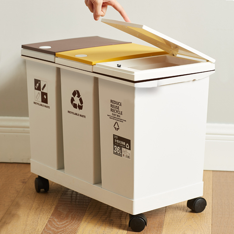 Garbage classification garbage bin, household with lid, large kitchen ...