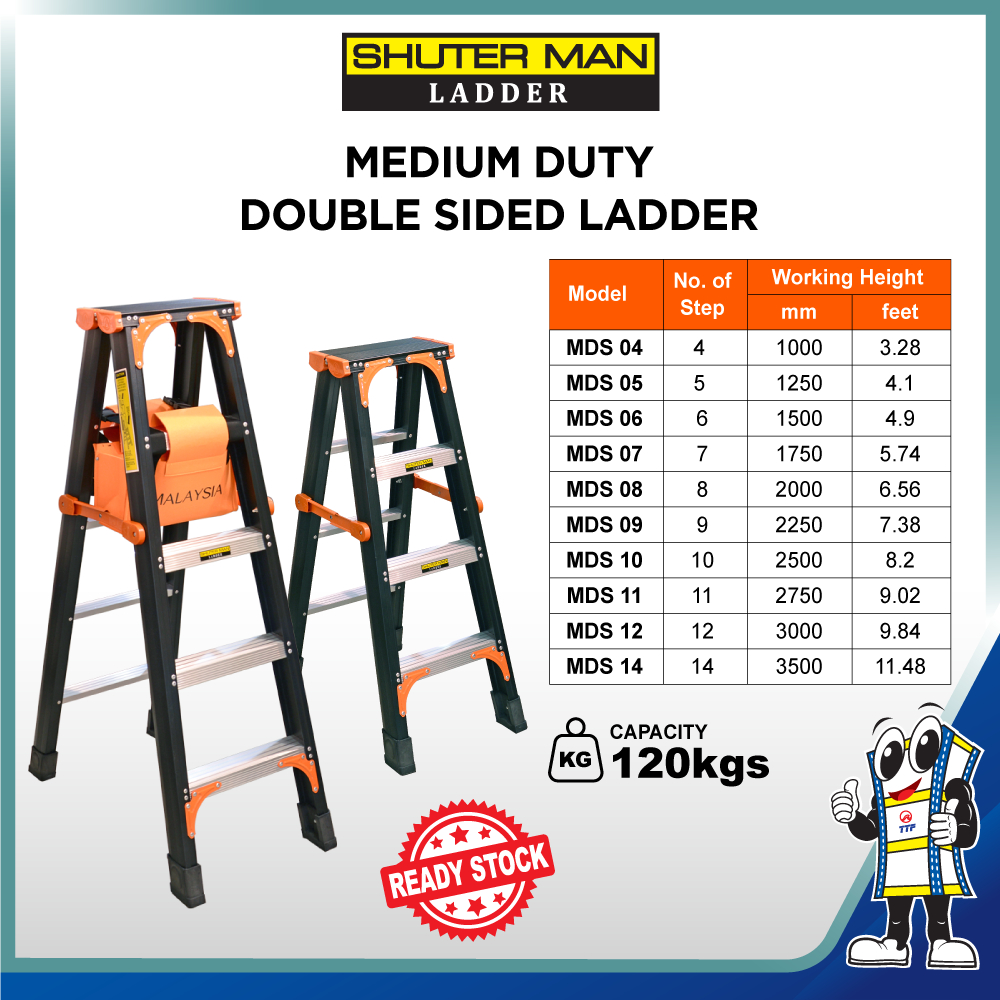 TTF Rack™ Shutter Man Aluminum Medium Duty Double Sided Ladder/Aluminum ...