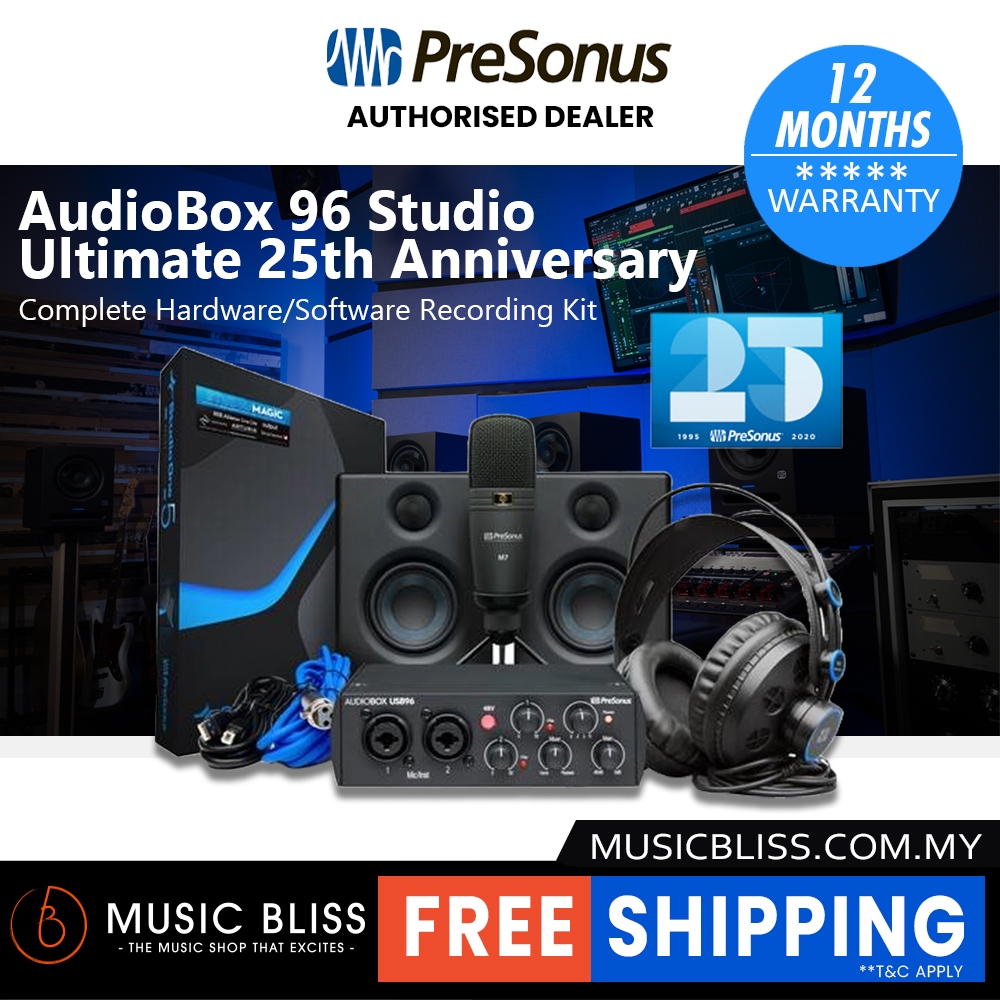 PreSonus AudioBox 96 Studio Ultimate Hardware & Software Recording Kit ...