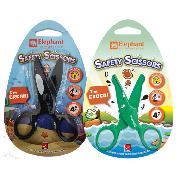 Elephant Kids Scissors Safety Scissors Small Plastic Scissors 4 inch ...