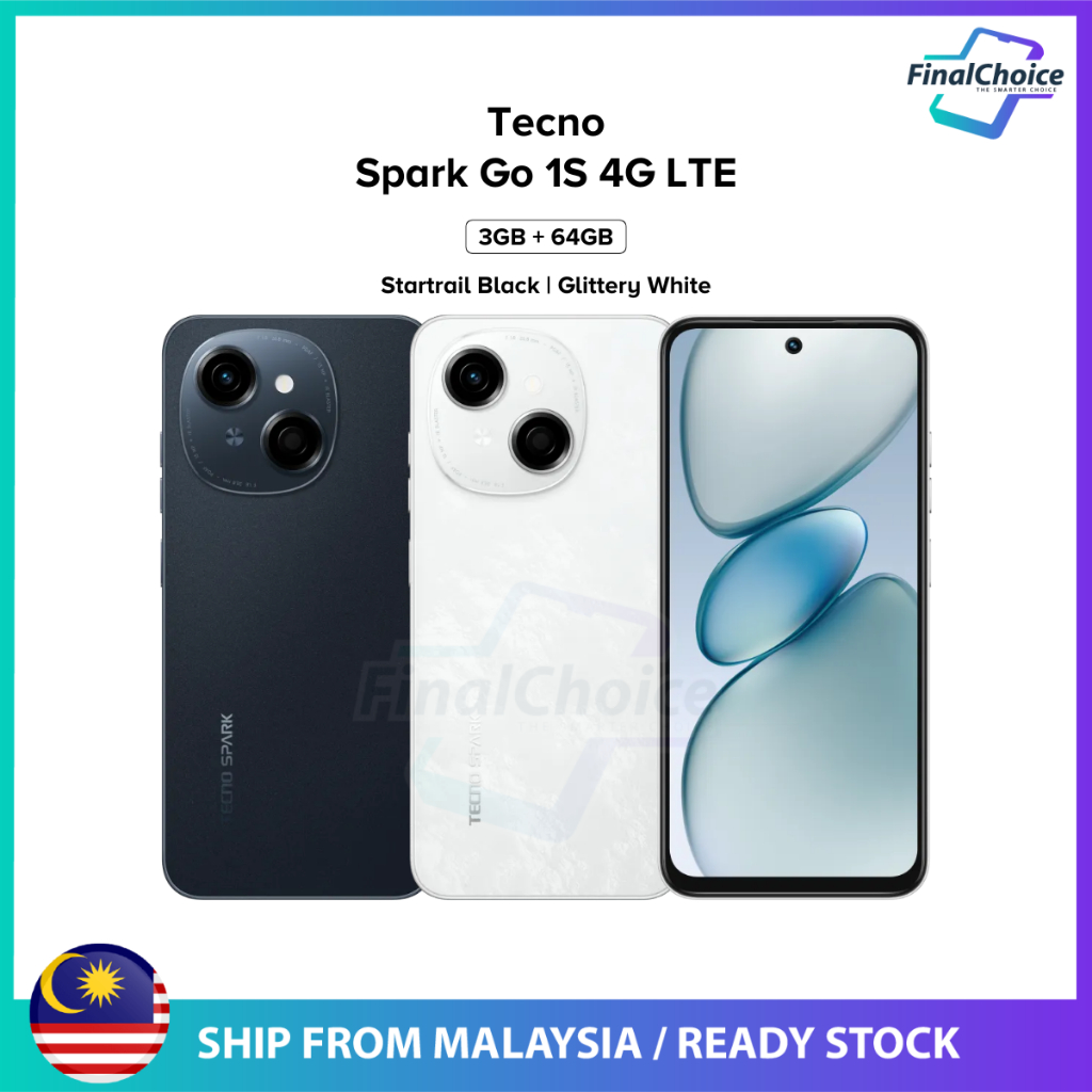 Tecno Spark Go 1S 4G LTE/KL4H (3GB+64GB) Original Tecno Malaysia Warranty | Shopee Malaysia