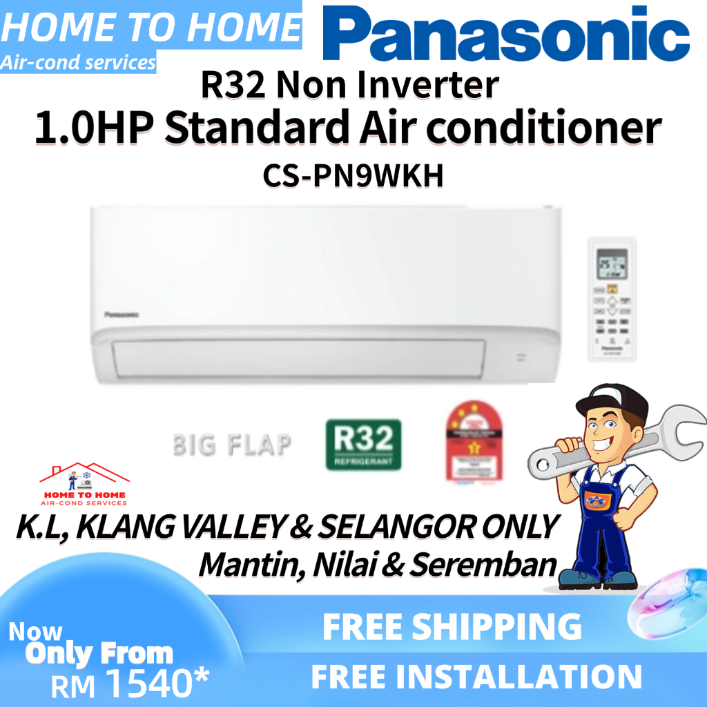 [Installation] Panasonic 1.0hp (CS-PN9WKH) R32 Standard Non-Inverter ...