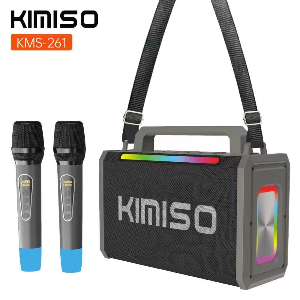 KIMISO KMS-261 200W RGB Luminous Wireless Bluetooth Dual Microphone Karaoke Family KTV Portable ...