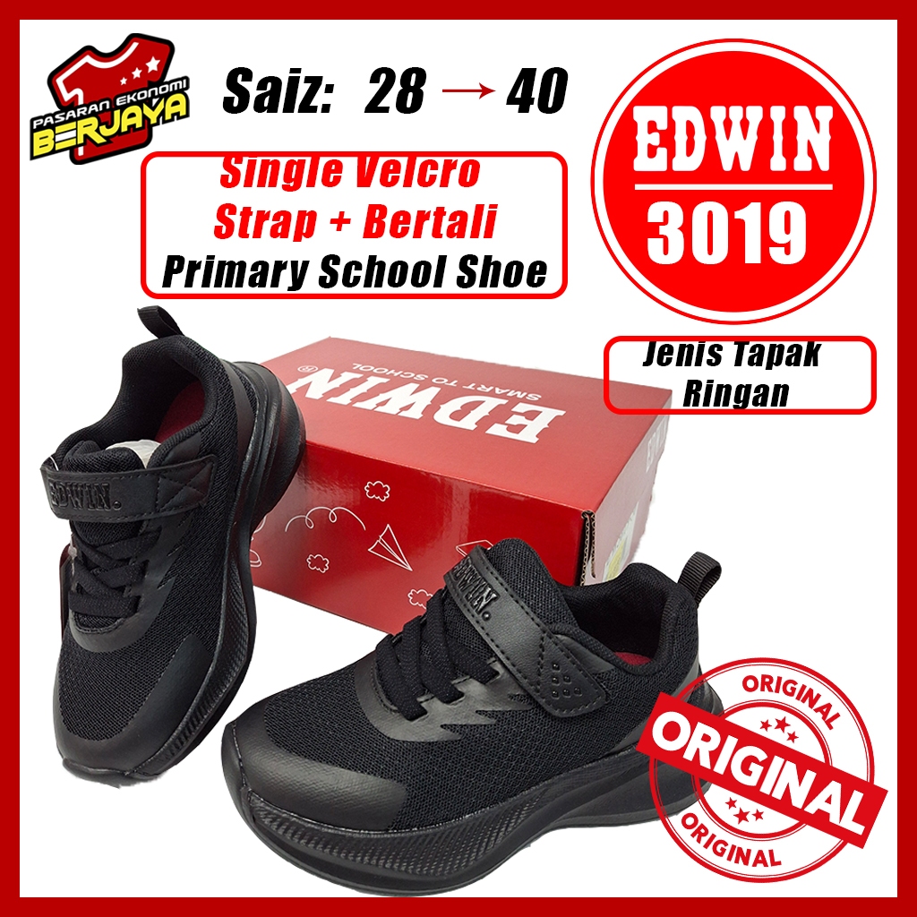 Kasut Sekolah Hitam Edwin #3019/Black School Shoes/Primary School Shoes ...