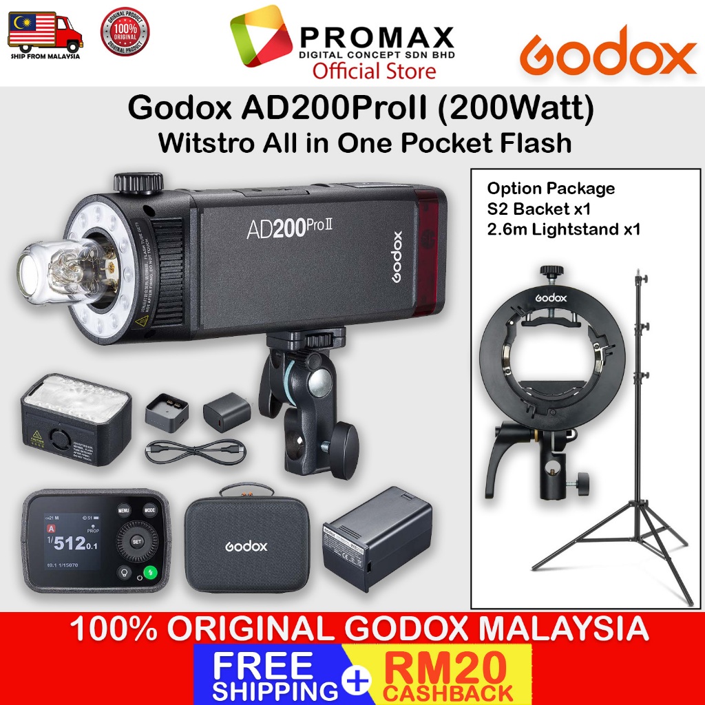 Godox AD200 Pro II TTL Pocket Flash Kit AD200PRO II 100% Original GODOX ...