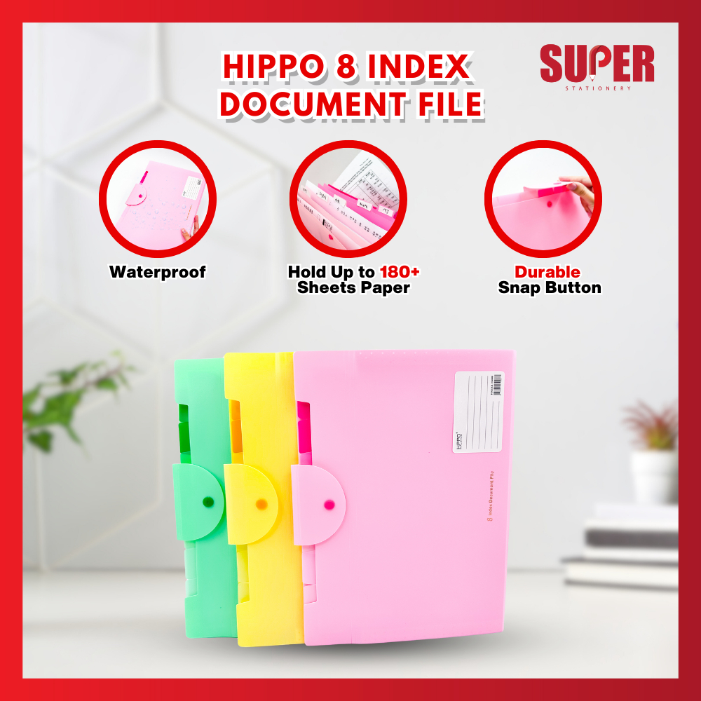 [super stationery] HIPPO A4 FAIL Susun Dokumen & Kertas / EXPANDING ...